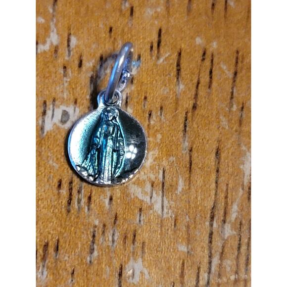 Jewelry | Tiny Christian Religious Pendent Blue Resin | Poshmark